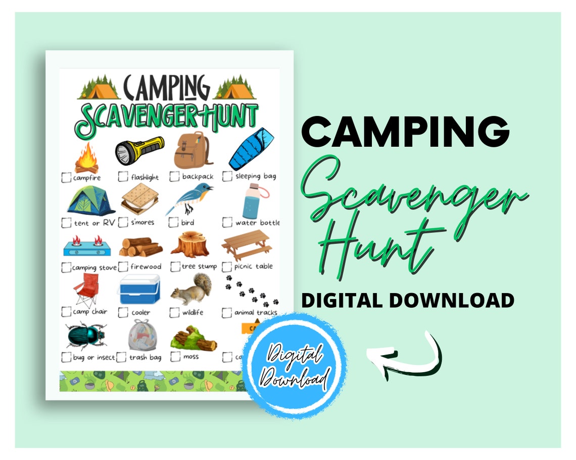 Camping Scavenger Hunt for Kids Camping Games Outdoor Scavenger Hunt ...