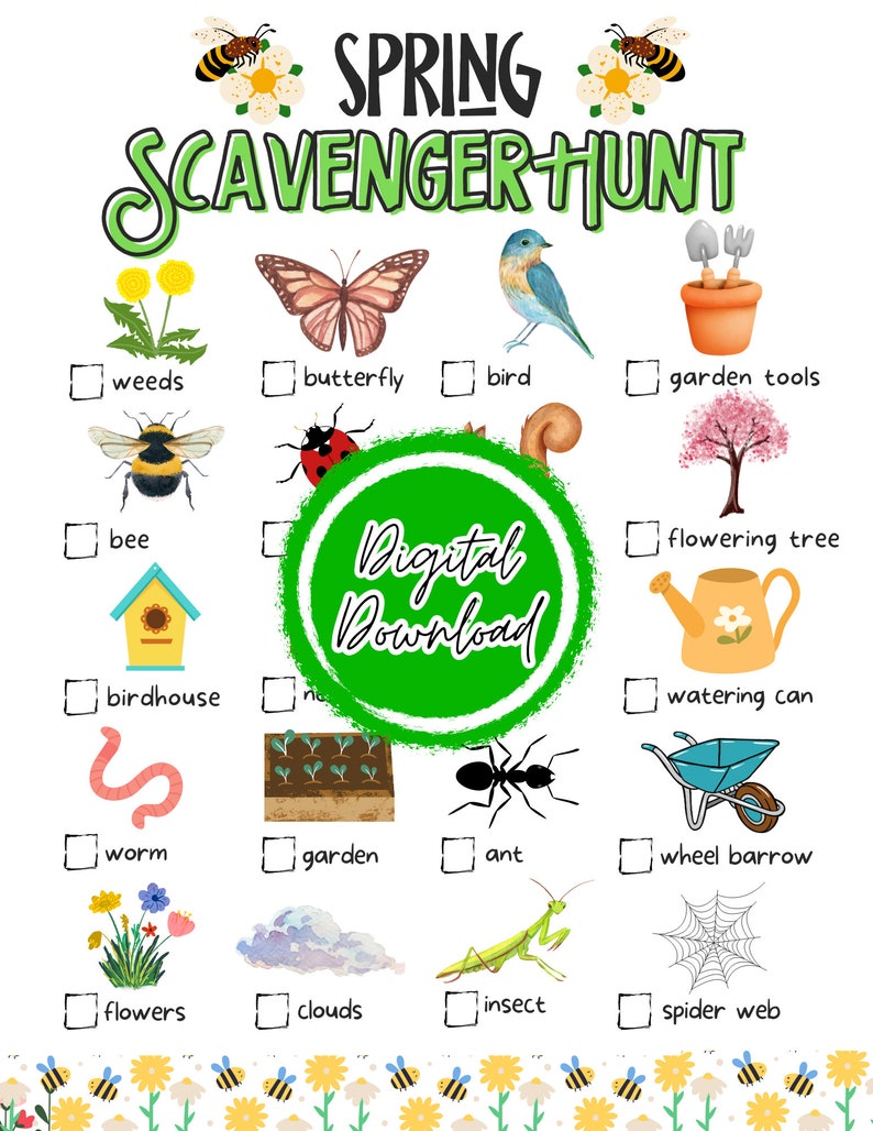 Spring Scavenger Hunt for Kids | Spring Printable | Nature Study ...