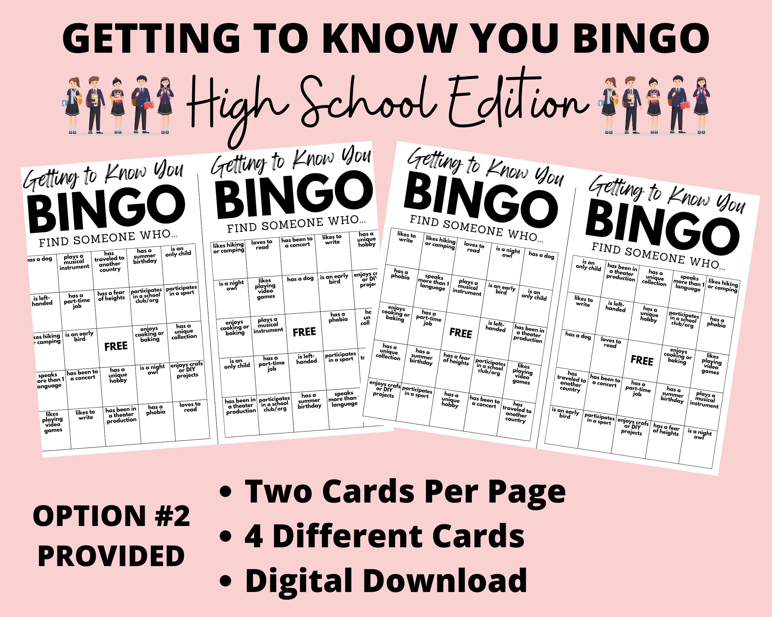 Icebreaker for High School Students, Find Someone Who Bingo, Get to ...