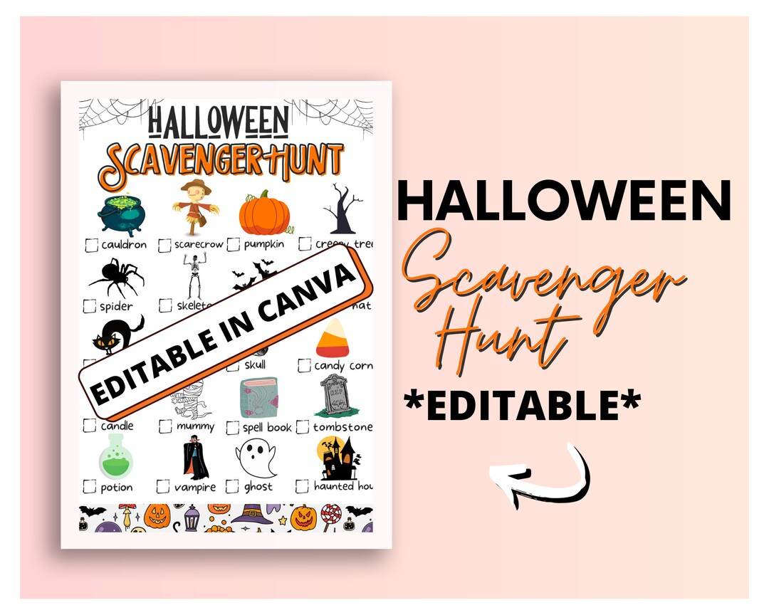 EDITABLE Halloween Scavenger Hunt Game | Halloween Party | Halloween ...