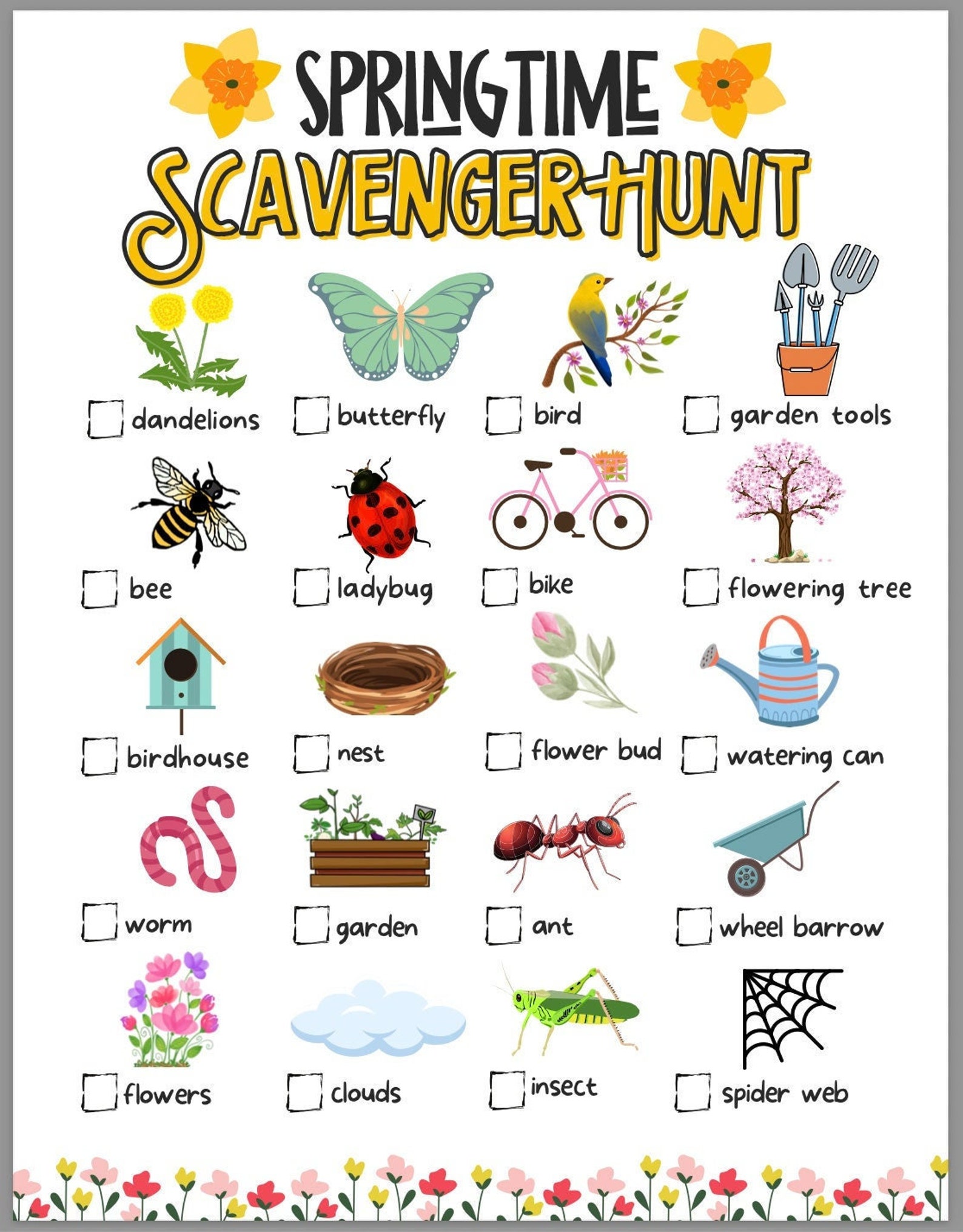 Spring Scavenger Hunt for Kids Spring Printable Activity Spring Nature ...