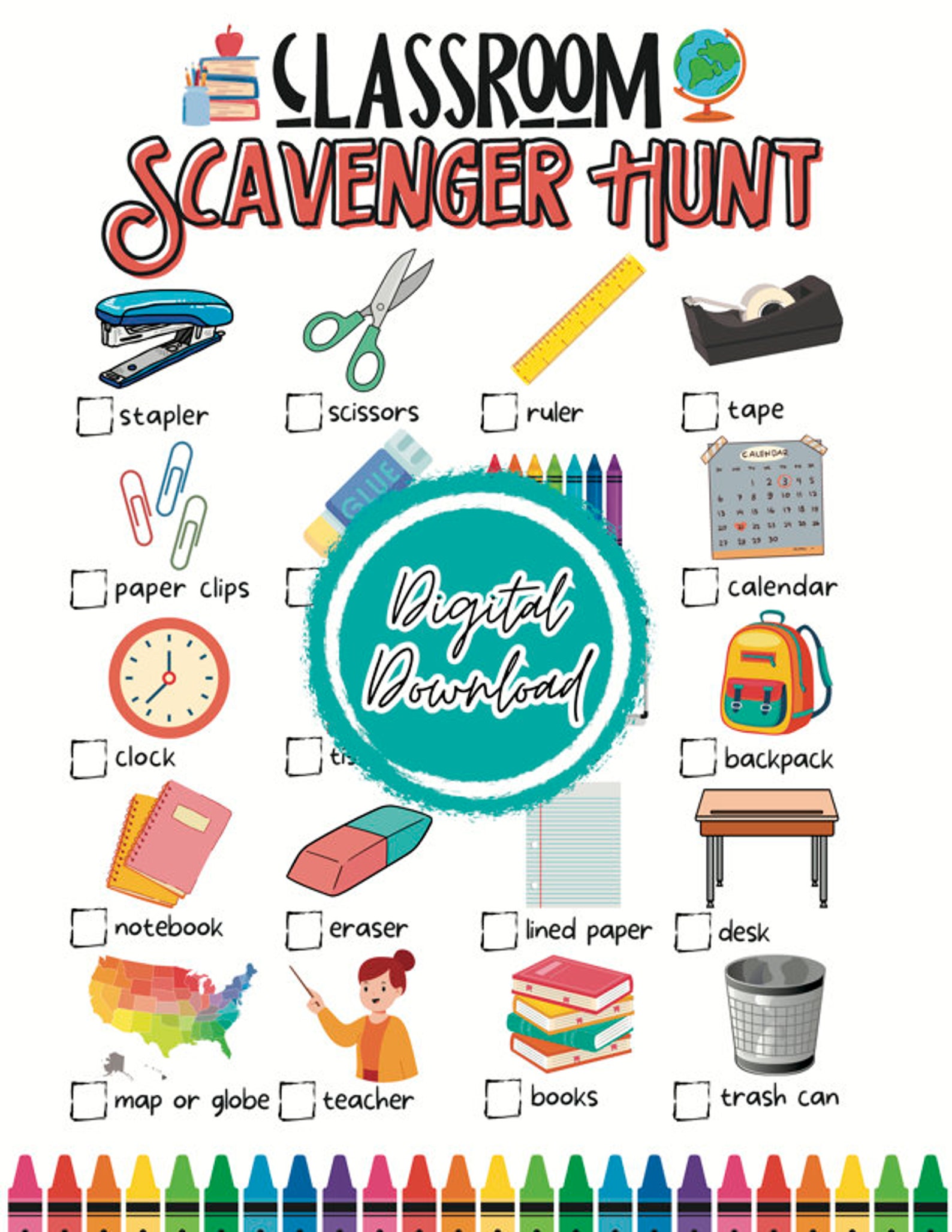Classroom Scavenger Hunt | Back to School Scavenger Hunt | First Day of ...