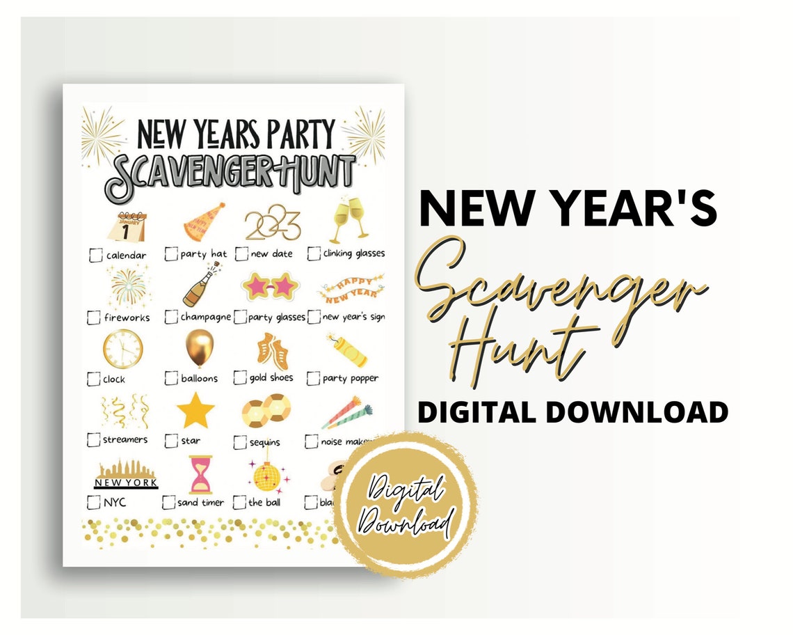 New Years Eve Scavenger Hunt New Years Eve Games New Years Scavenger ...