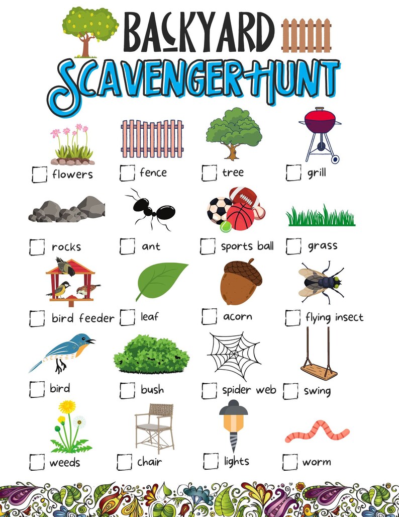 Bundle of 4 Outdoor Scavenger Hunt for Kids | Backyard Scavenger Hunt ...