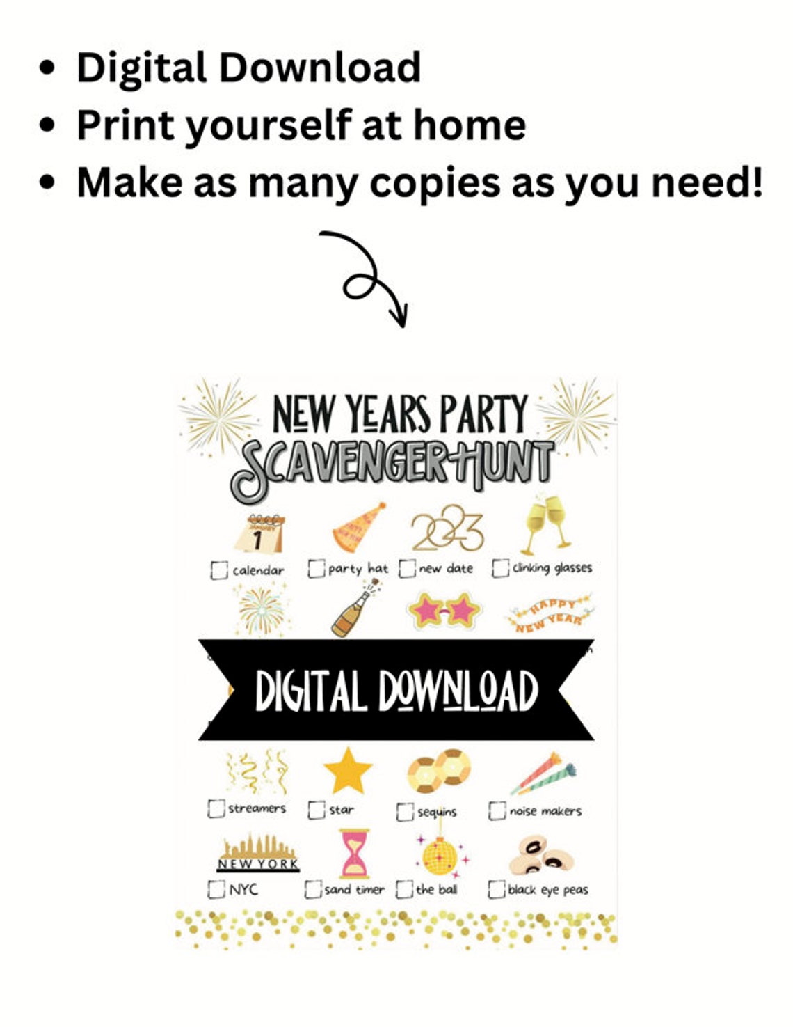 New Years Eve Scavenger Hunt | New Years Eve Games | New Years ...