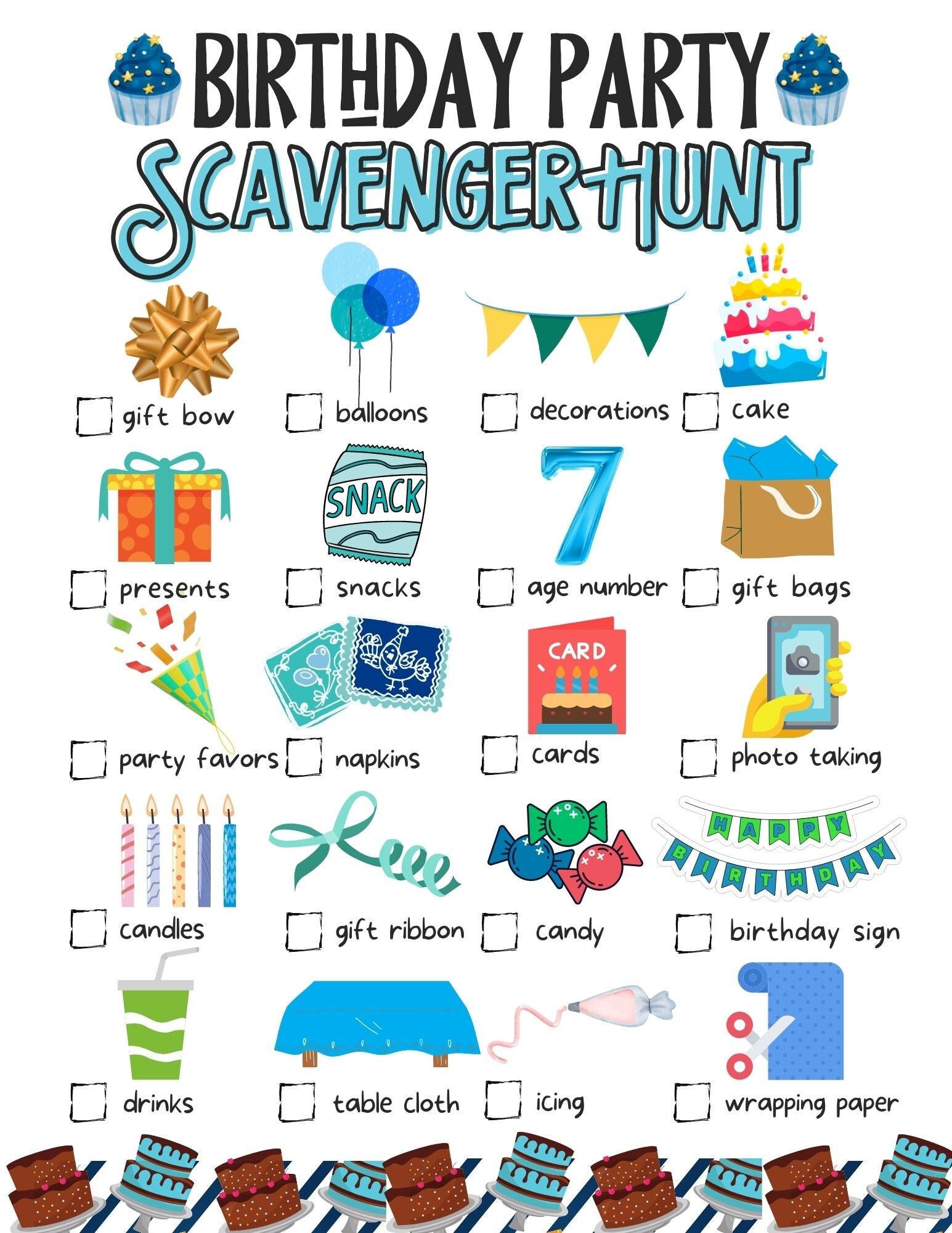 Birthday Party Scavenger Hunt for Kids Birthday Party Game Indoors ...