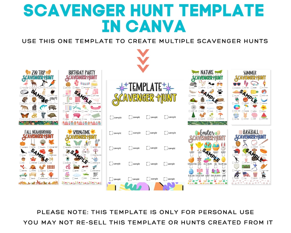 Scavenger Hunt Template for Kids in Canva | Fully Editable | Digital ...