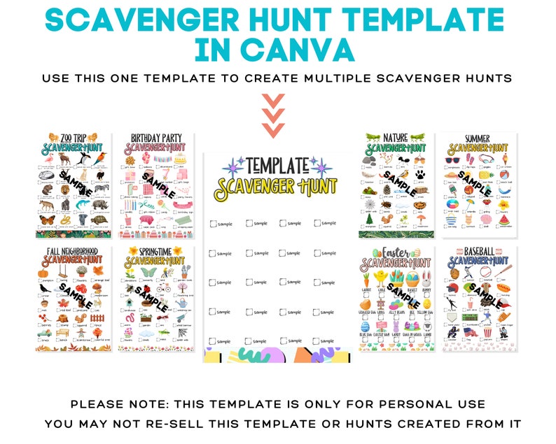 Scavenger Hunt Template for Kids in Canva | Fully Editable | Digital ...