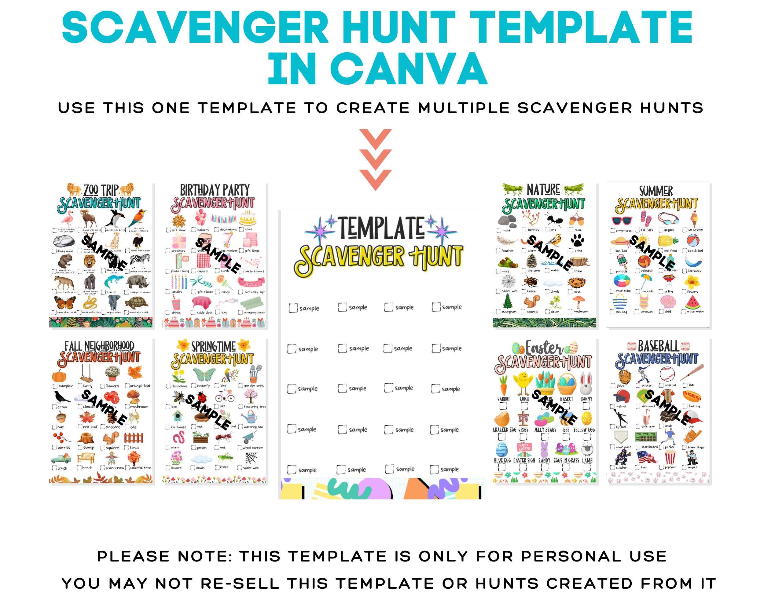 Scavenger Hunt Template for Kids in Canva | Fully Editable | Digital ...