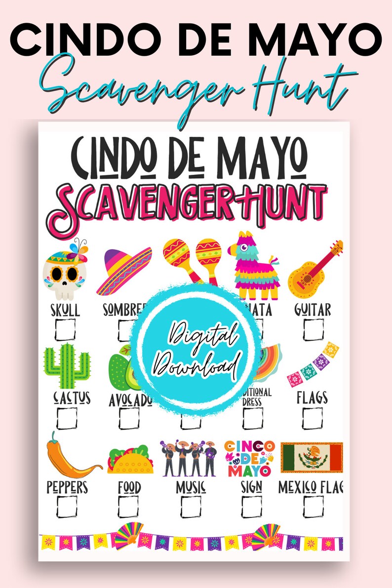 Cinco De Mayo Scavenger Hunt Printable Party Game Fun Cinco De Mayo ...