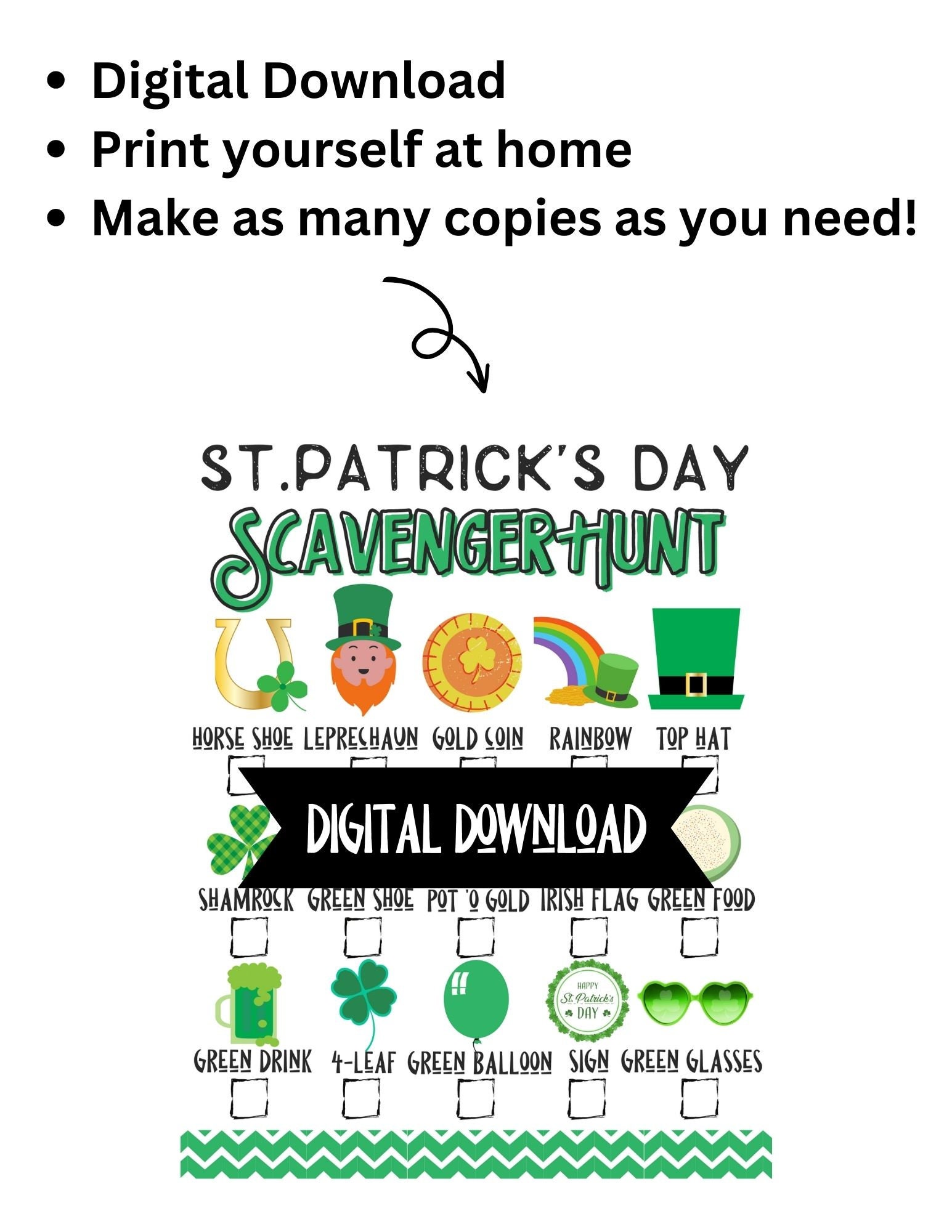 St. Patricks Day Scavenger Hunt for Kids | St Patricks Day Treasure ...
