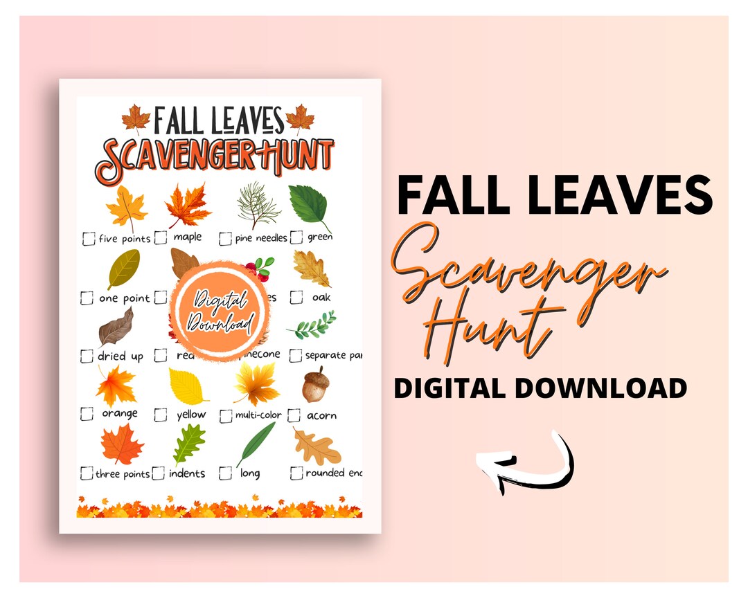 Fall Leaves Scavenger Hunt for Kids | Fall Treasure Hunt | Kids ...