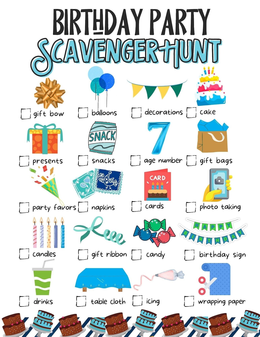 Birthday Party Scavenger Hunt for Kids Birthday Party Game - Etsy