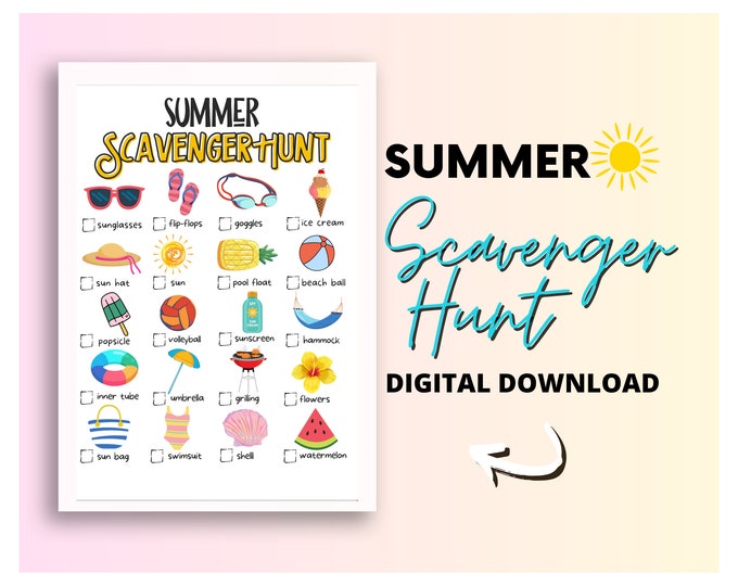 Summer Scavenger Hunt Printable for Kids, Summer Printable Bundle ...