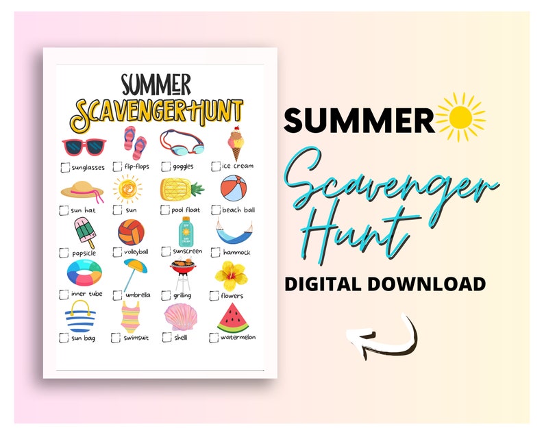 Summer Scavenger Hunt | Summer Printable Activity | Summer Activities ...