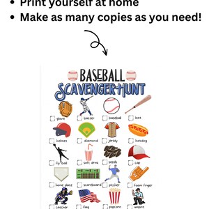Baseball Scavenger Hunt Baseball Treasure Hunt Printable - Etsy