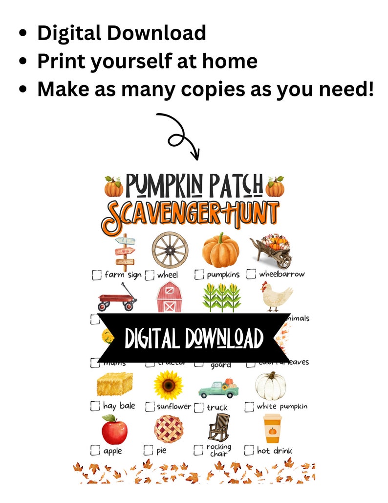 Pumpkin Patch Scavenger Hunt Fall Scavenger Hunt Farm Scavenger Hunt ...