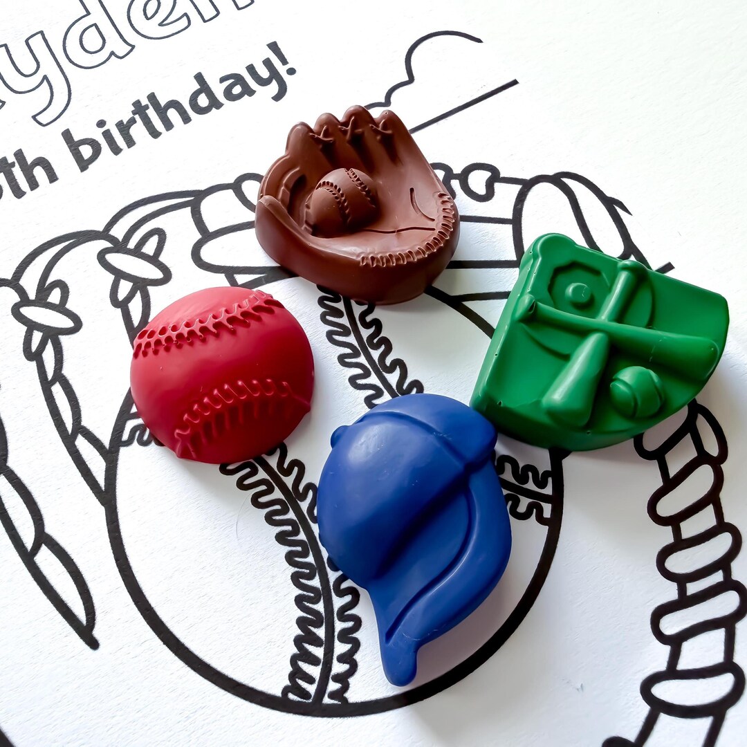 Baseball Crayons: Party Favors W/ Coloring Page, Party Bag Filler - Etsy
