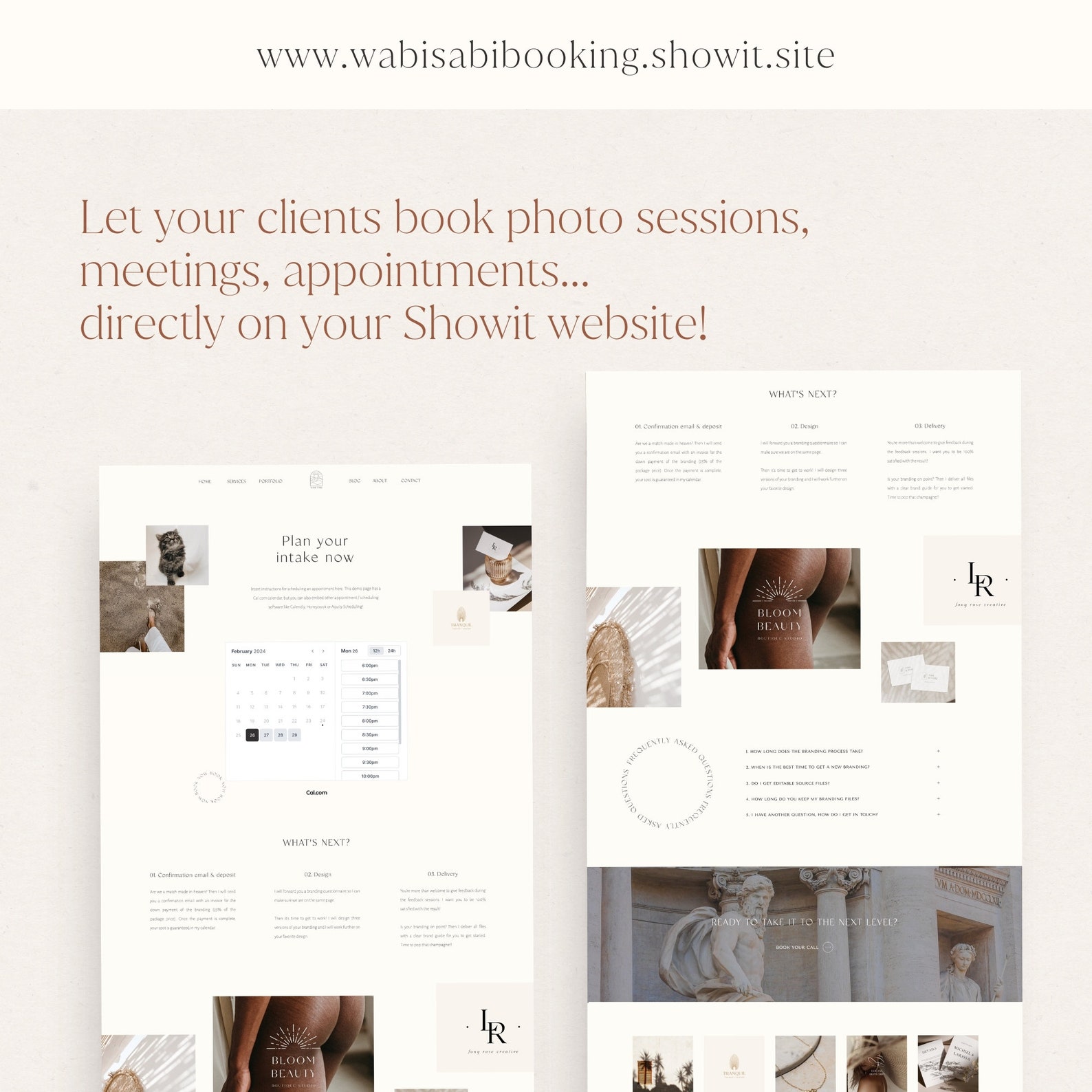 Minimal Showit Booking Page Template, Appointment Scheduling Page Template Add-on, Aesthetic ...