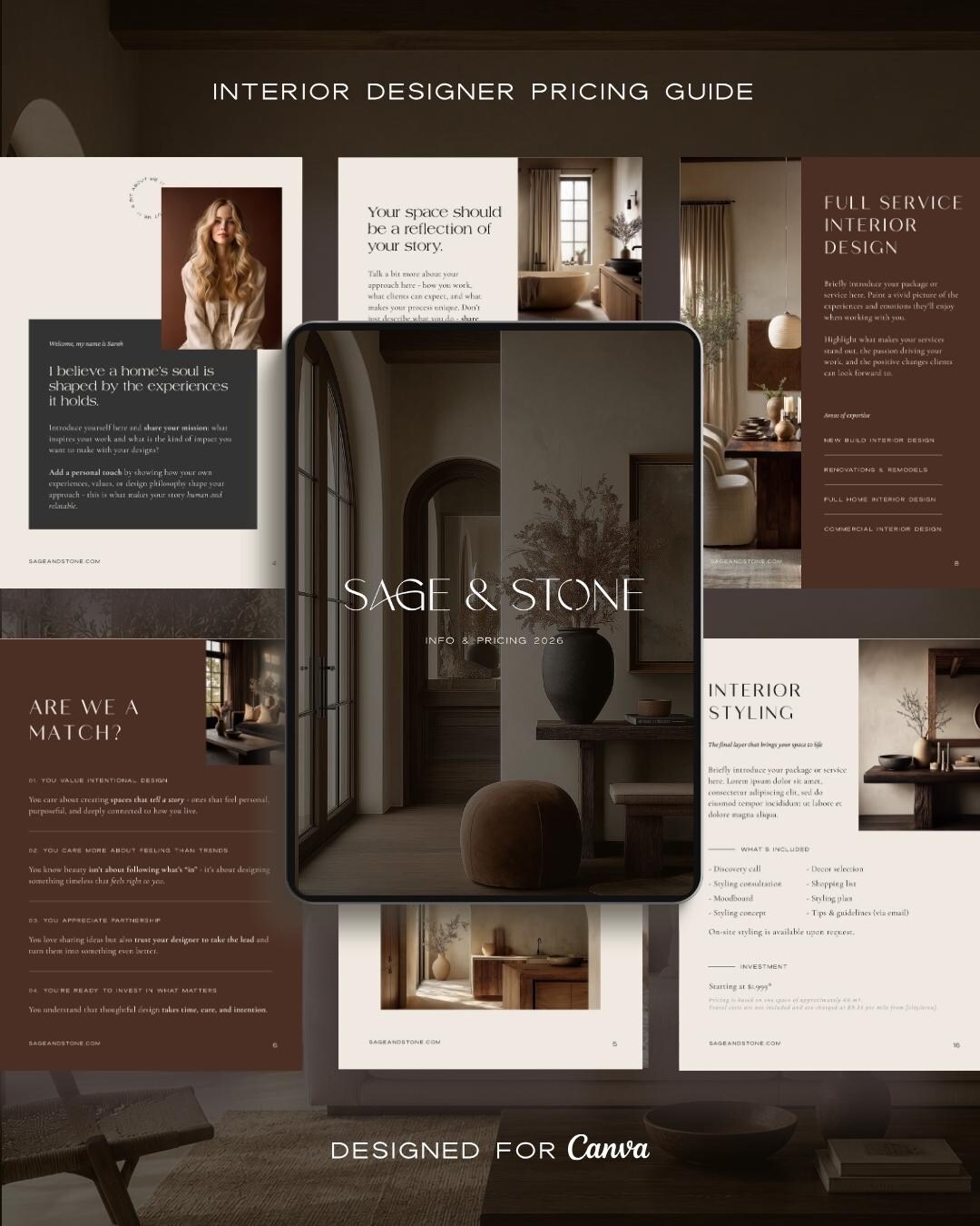 Interior Designer Pricing Guide Template for Canva | 24-page Brochure ...