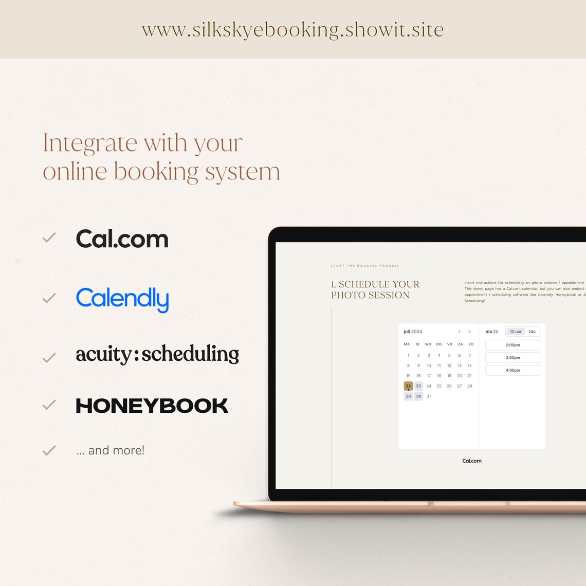 Aesthetic Showit Booking Page Template, Appointment Scheduling Page ...