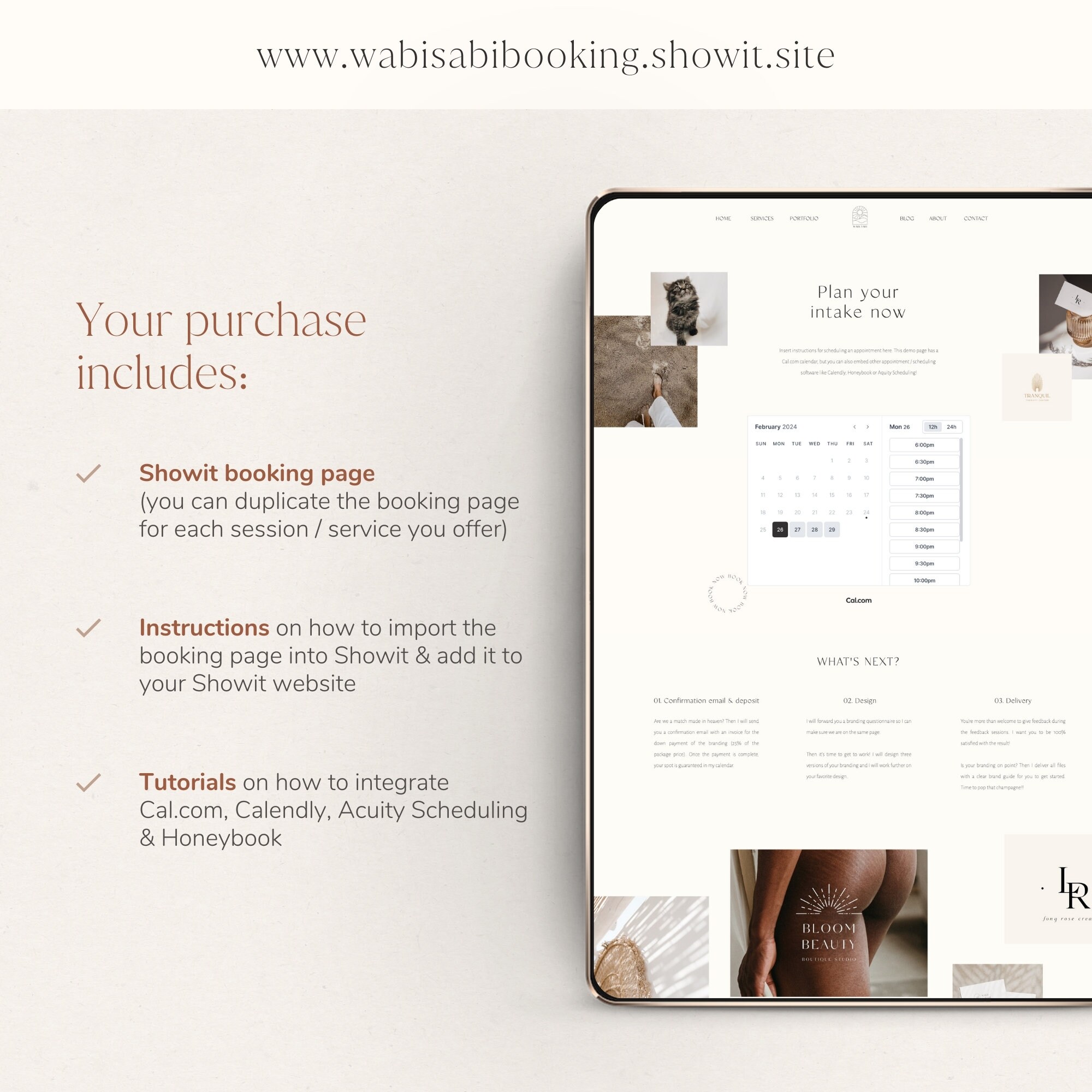 Minimal Showit Booking Page Template, Appointment Scheduling Page Template Add-on, Aesthetic ...