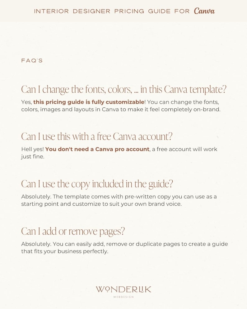 Interior Designer Pricing Guide Template for Canva | 24-page Brochure ...