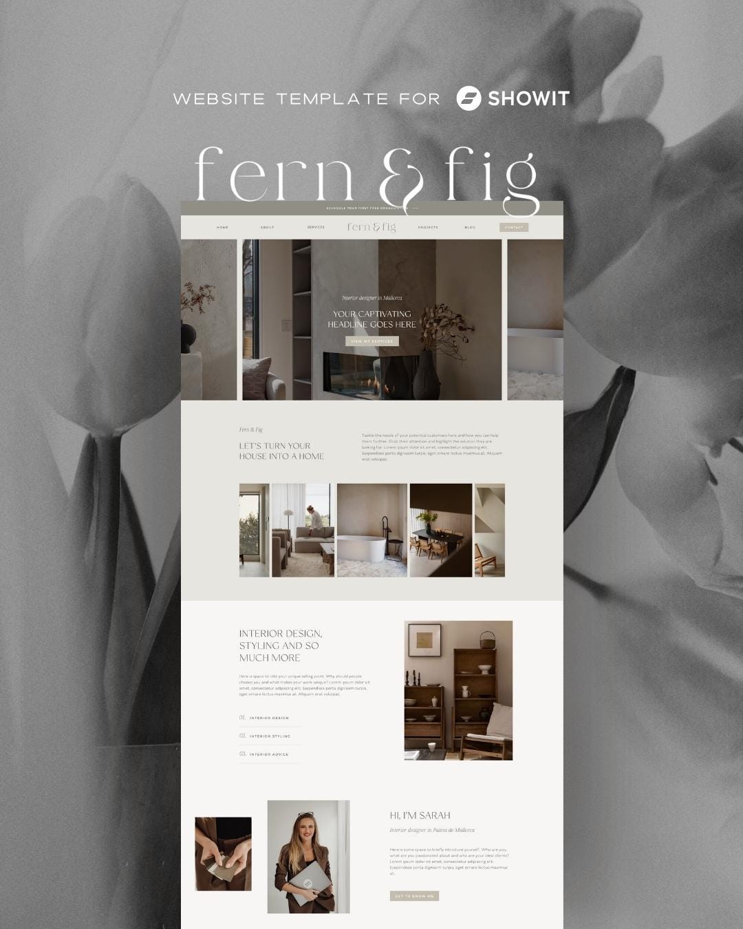 Showit Website Template: Earthy Interior Designer Website - Etsy