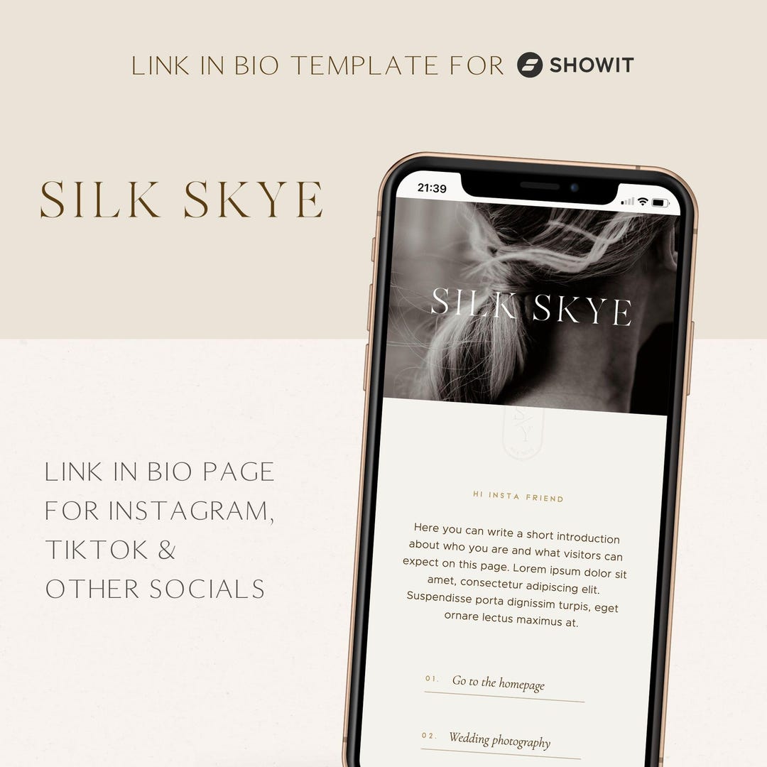 Elegant Showit Instagram Links Template, Showit Link in Bio Template, Instagram Links Template ...