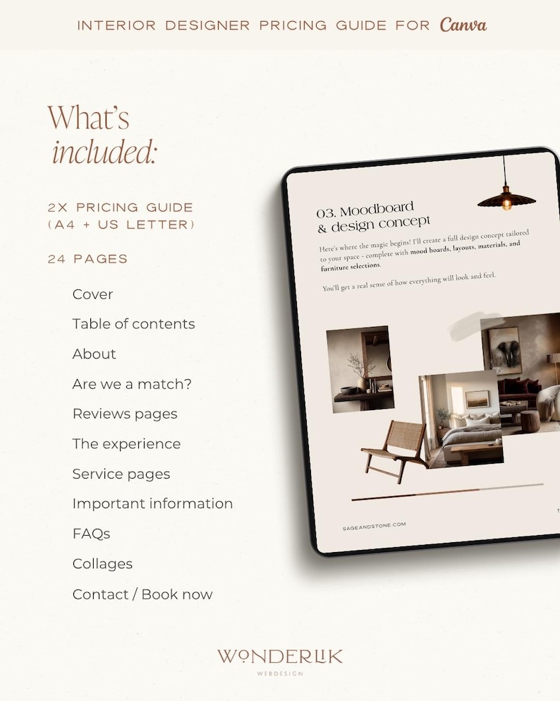 Interior Designer Pricing Guide Template for Canva | 24-page Brochure ...