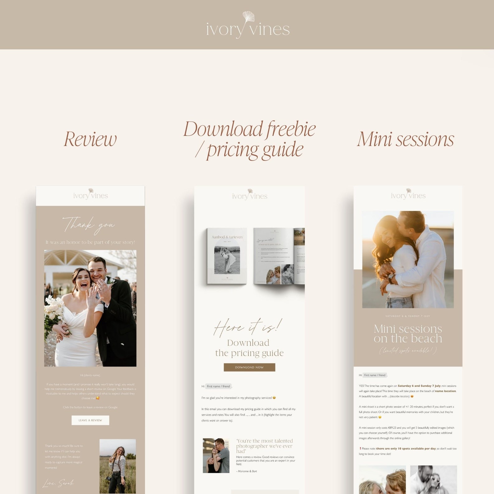 Neutral Flodesk Email Templates for Photographers Minimal Clean Flodesk ...