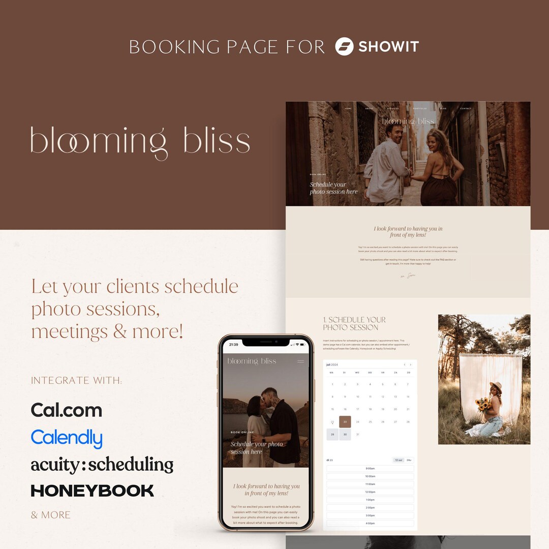 Boho Photography Showit Booking Page Template: Appointment Scheduling - Etsy
