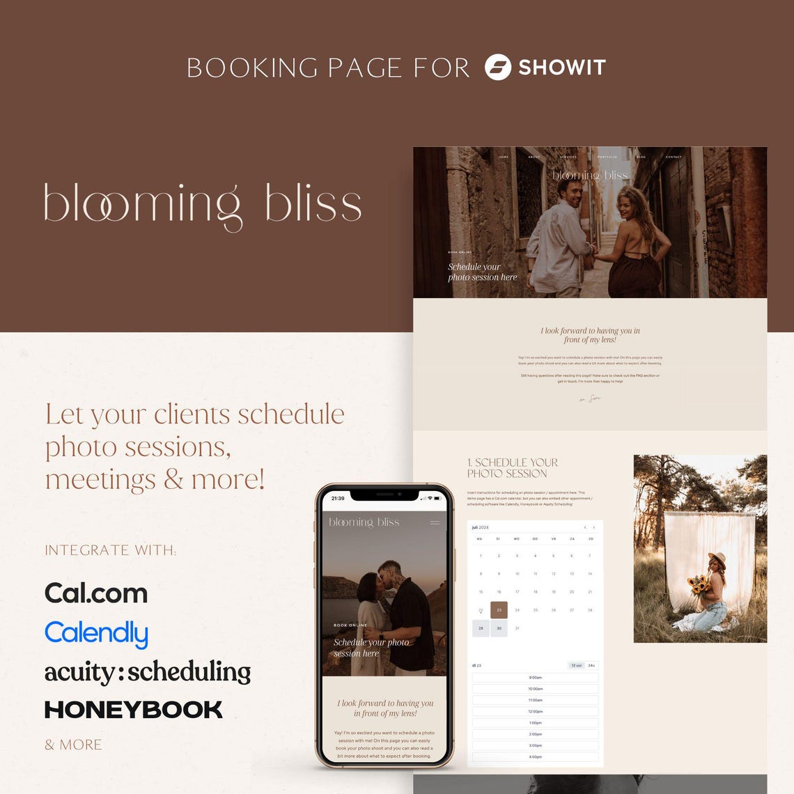 Boho Photography Showit Booking Page Template: Appointment Scheduling ...