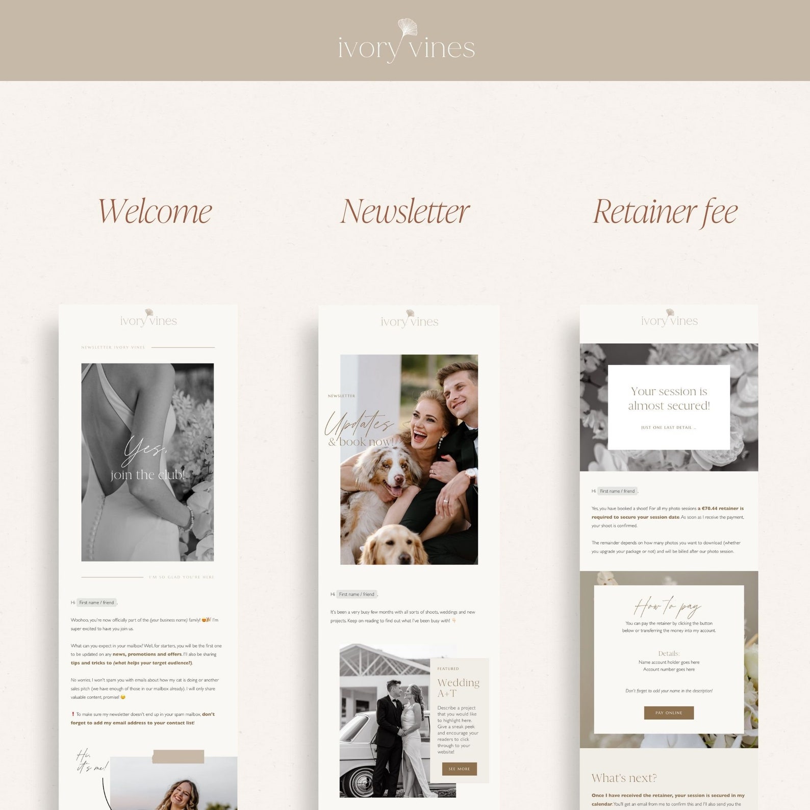 Neutral Flodesk Email Templates for Photographers | Minimal Clean ...