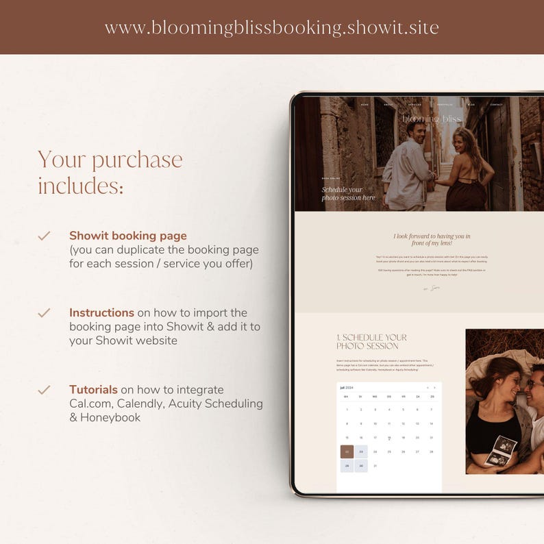 Boho Photography Showit Booking Page Template: Appointment Scheduling - Etsy