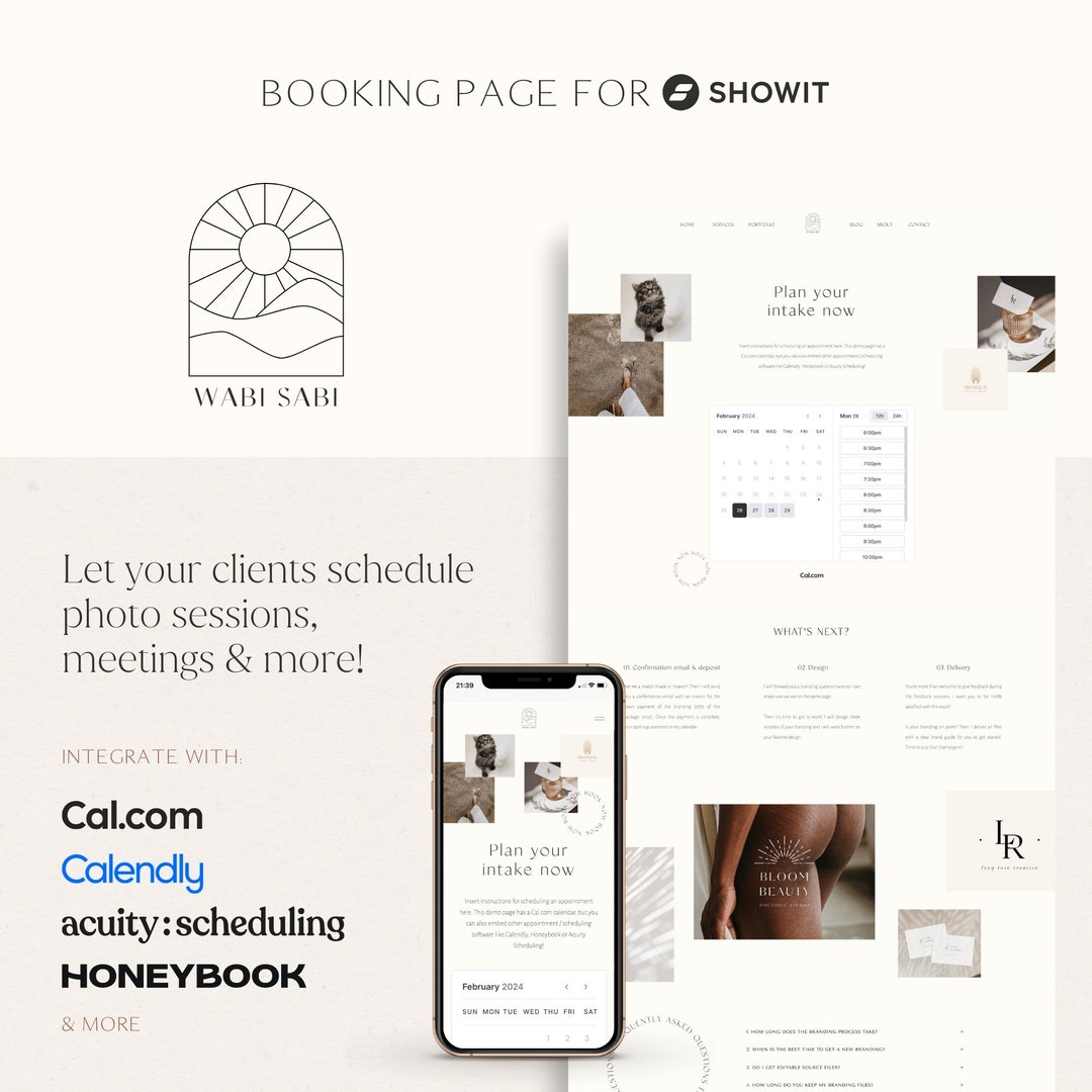 Minimal Showit Booking Page Template, Appointment Scheduling Page ...