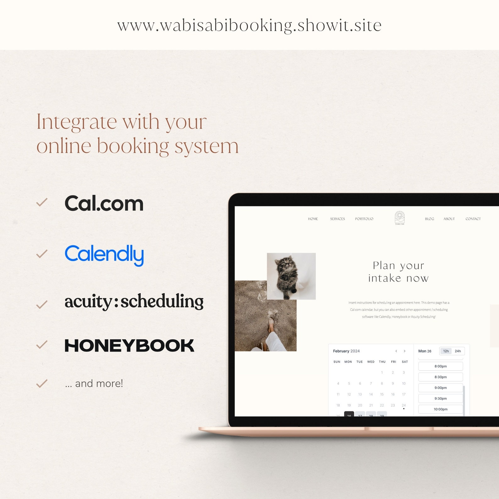 Minimal Showit Booking Page Template, Appointment Scheduling Page Template Add-on, Aesthetic ...