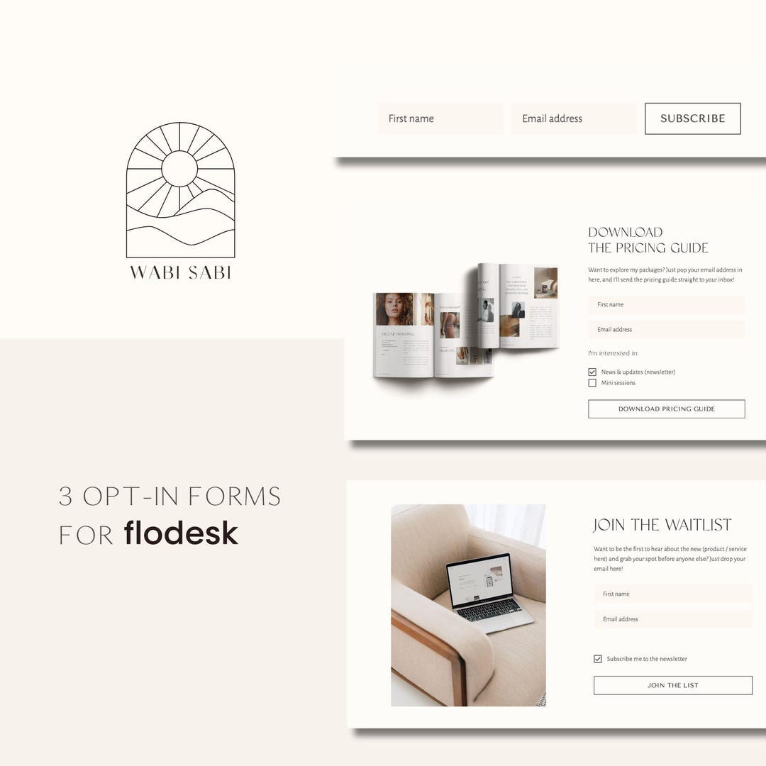 Minimalist Flodesk Opt-in Form Templates: Newsletter & Freebie (digital ...
