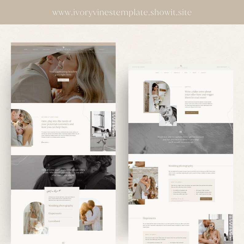 Showit Website Template: Neutral Design for Photographers - Etsy