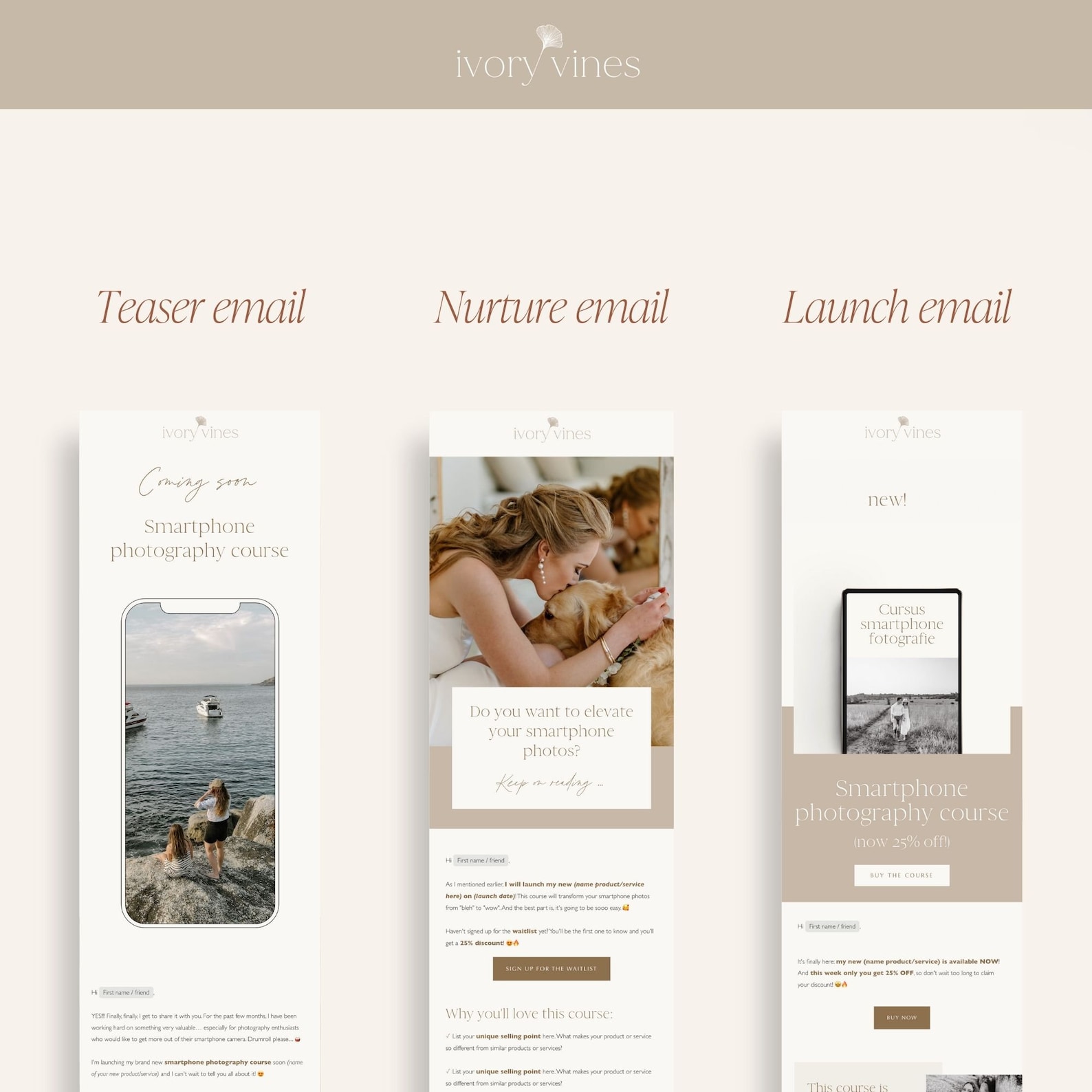 Neutral Flodesk Email Templates for Photographers | Minimal Clean ...