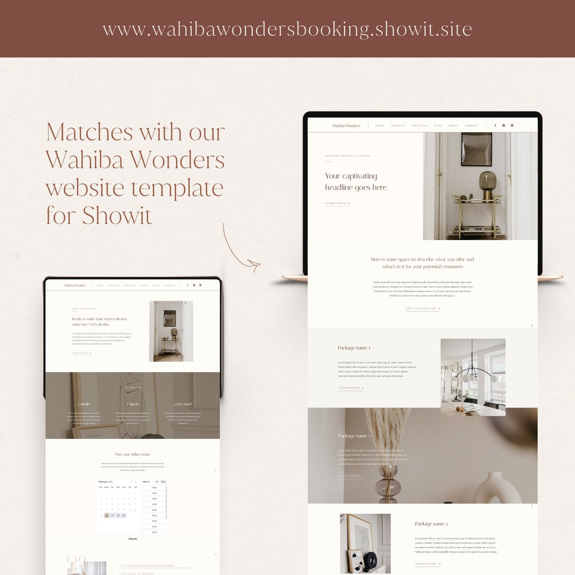Showit Booking Page Template, Appointment Scheduling Page Template Add-on, Interior Designer ...