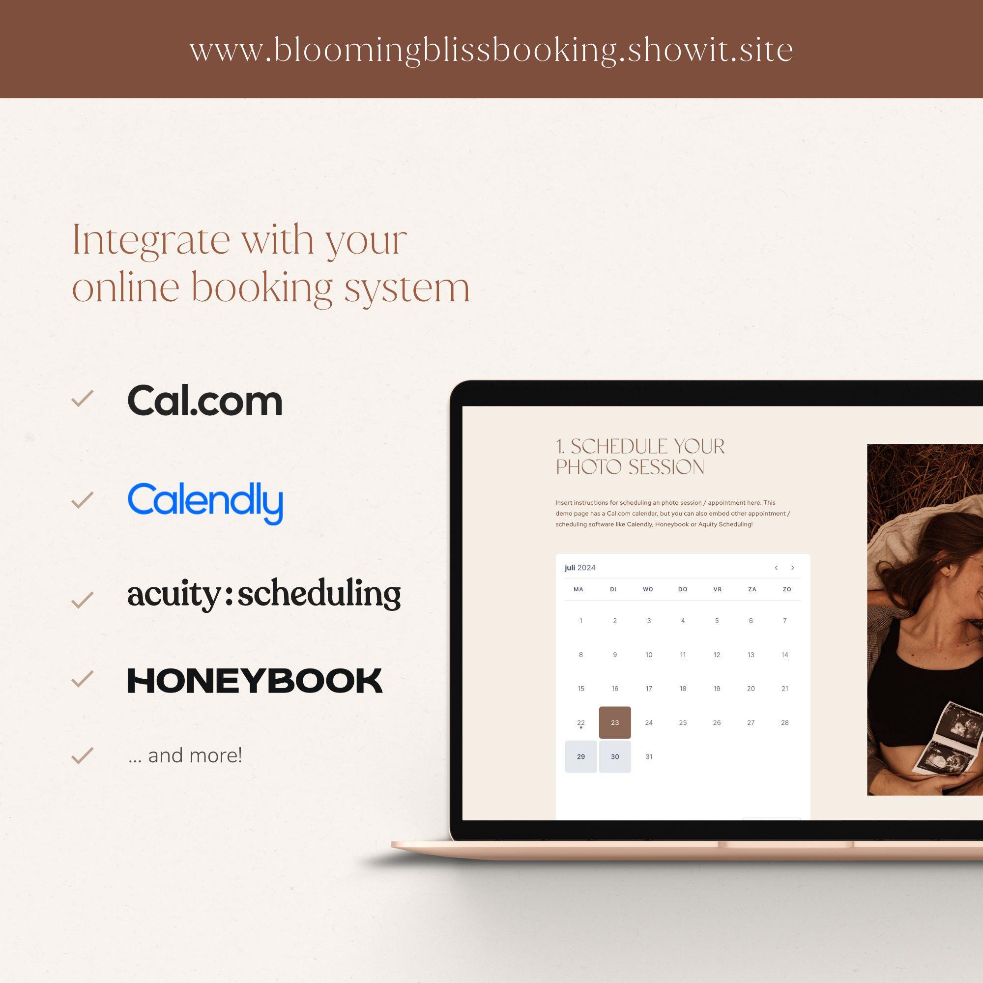 Boho Photography Showit Booking Page Template: Appointment Scheduling - Etsy