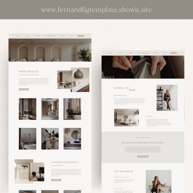 Showit Website Template: Earthy Interior Designer Website - Etsy