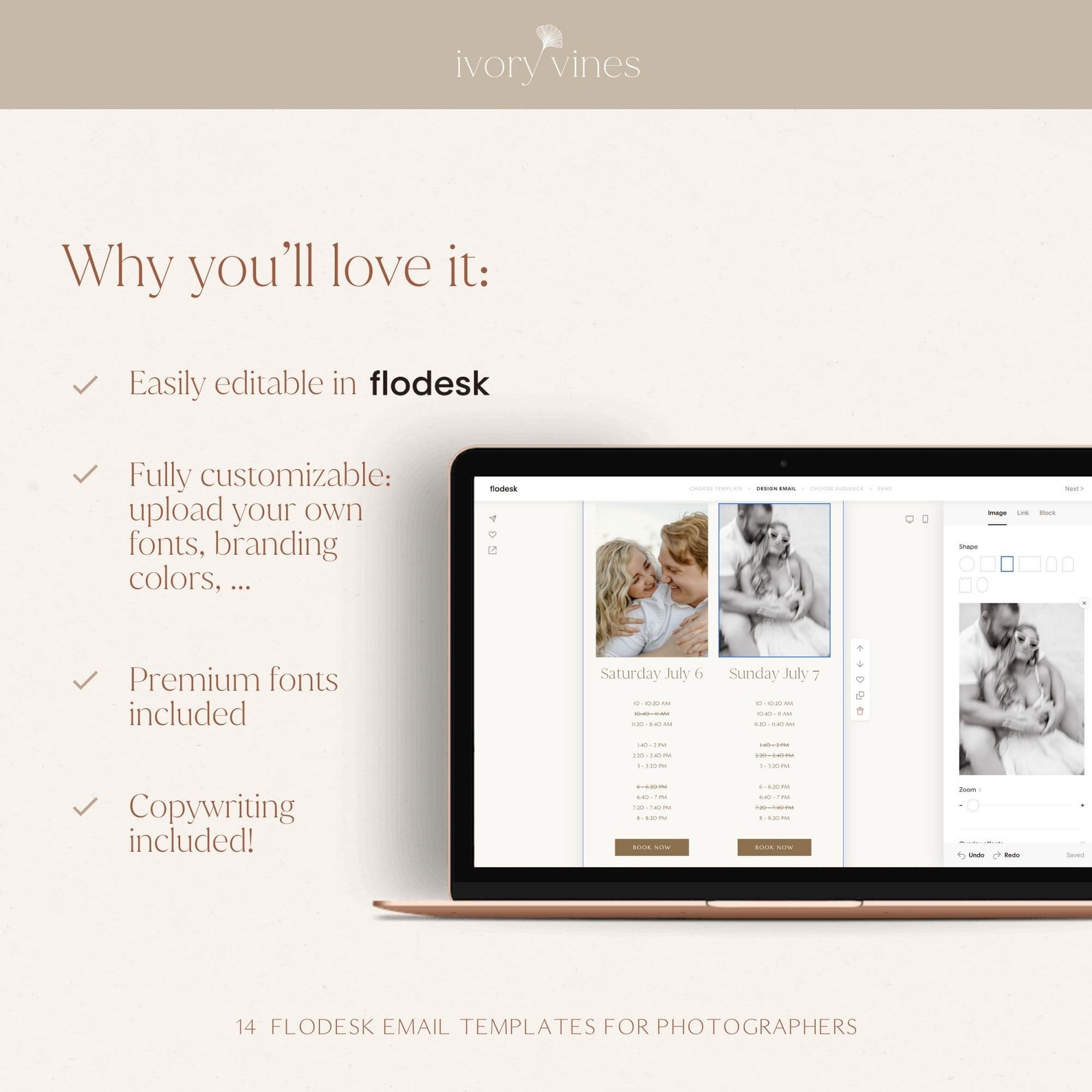 Neutral Flodesk Email Templates for Photographers | Minimal Clean ...