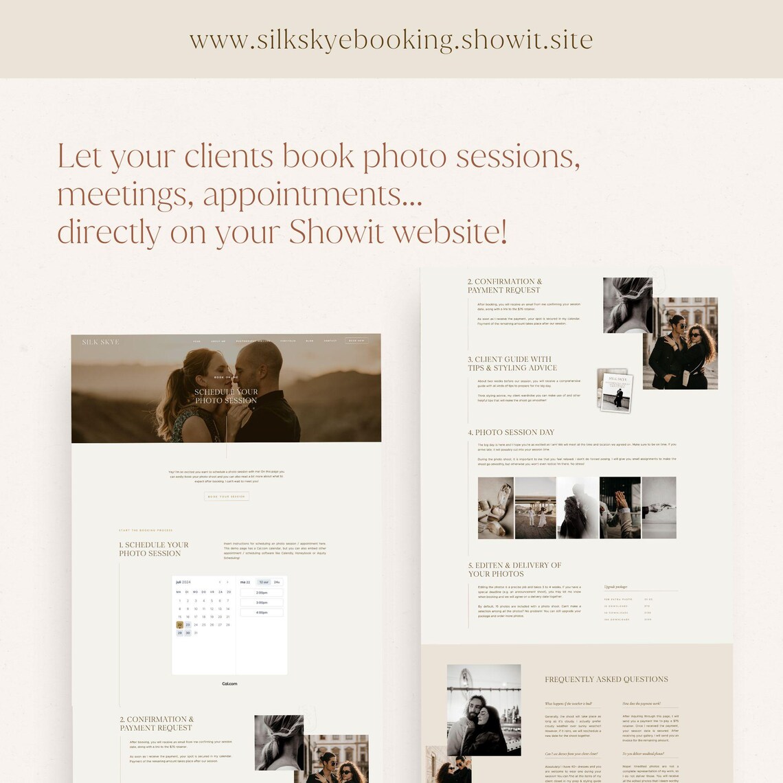 Aesthetic Showit Booking Page Template, Appointment Scheduling Page Template Add-on, Photography ...