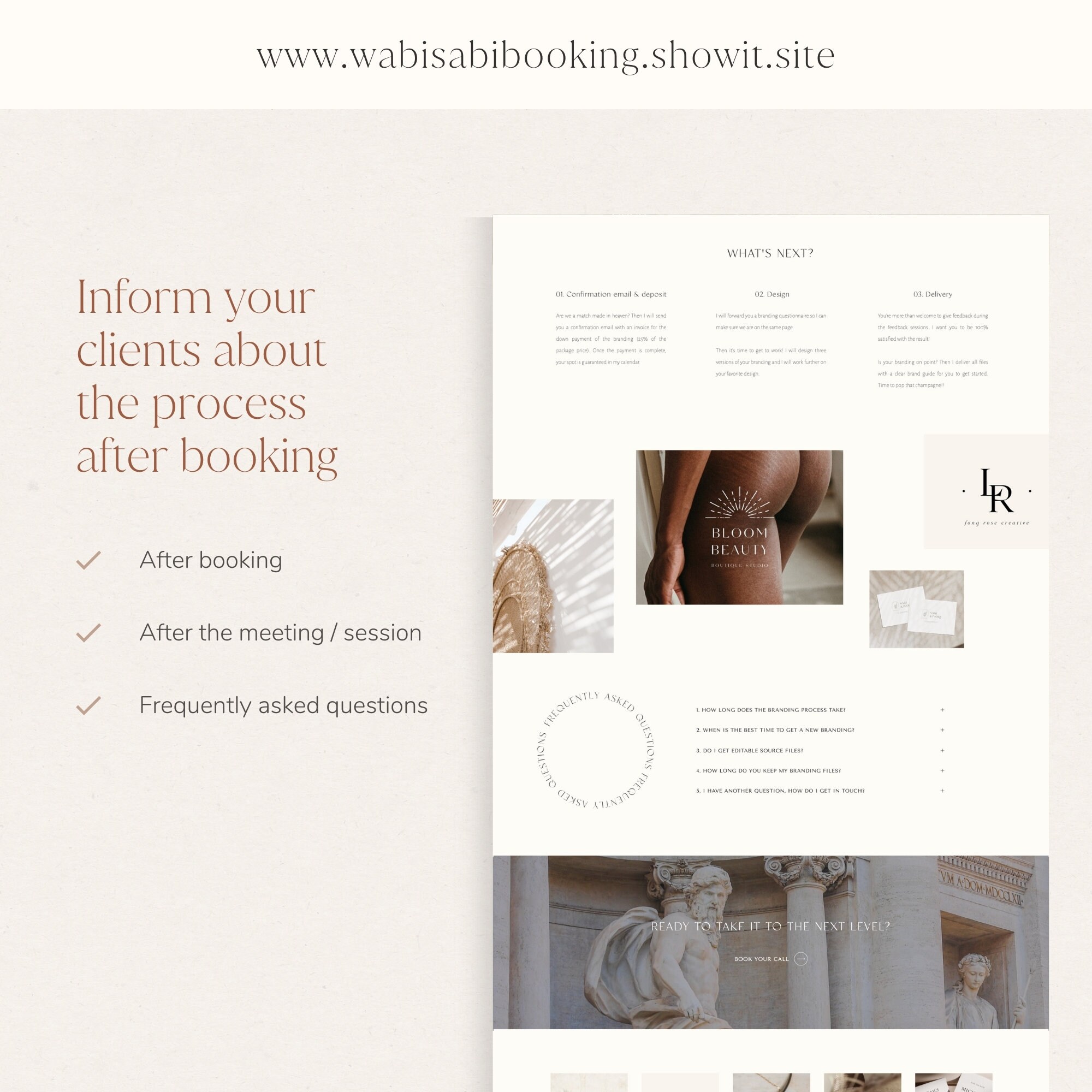 Minimal Showit Booking Page Template, Appointment Scheduling Page Template Add-on, Aesthetic ...