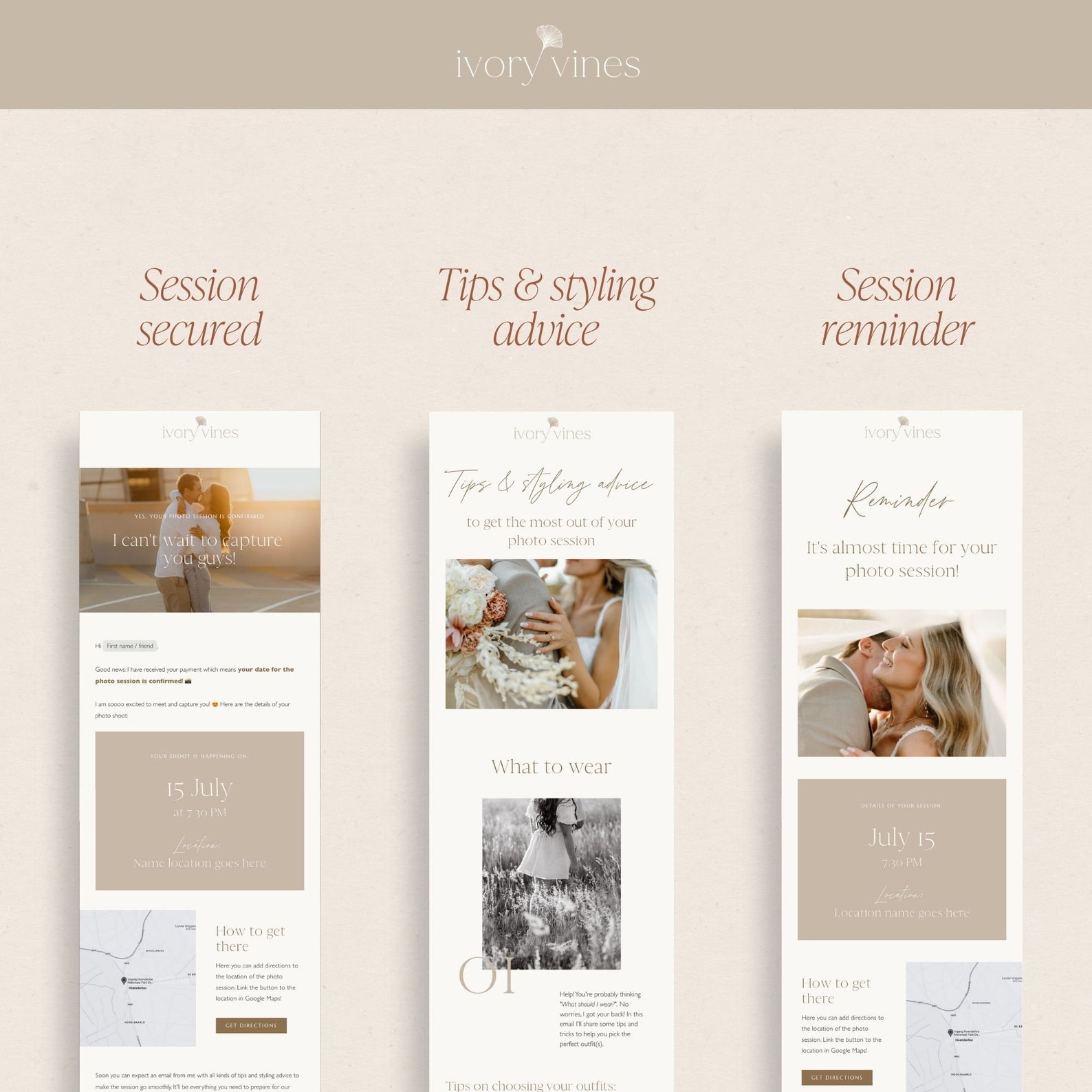 Neutral Flodesk Email Templates for Photographers | Minimal Clean ...