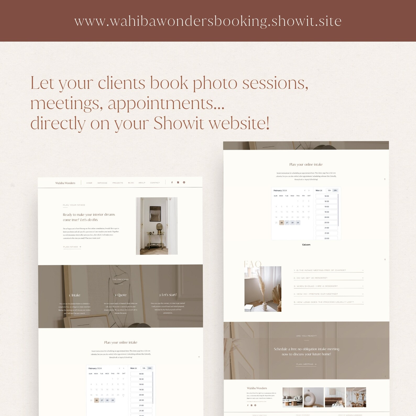 Showit Booking Page Template, Appointment Scheduling Page Template Add-on, Interior Designer ...