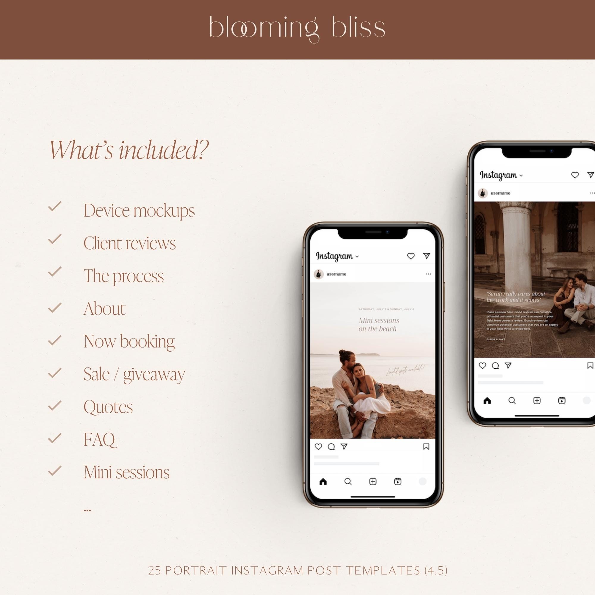 Boho Instagram Post Templates for Canva | Photographer Instagram ...