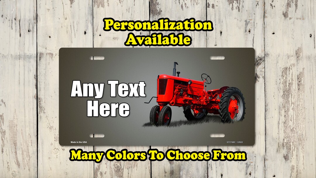 Personalized Tractors on Red, Blue, Gray, Pink, and Green Colored ...